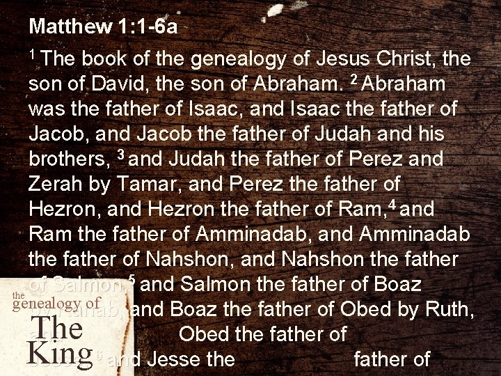 Matthew 1 1 6 a 1 The book