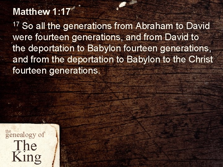 Matthew 1 1 6 a 1 The book