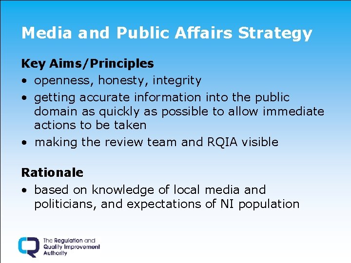 The Regulation and Quality Improvement Authority 14 th