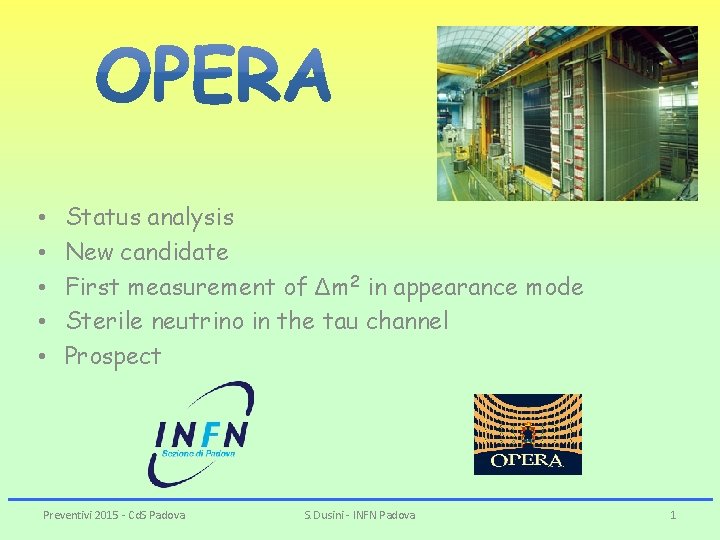 Status analysis New candidate First measurement of m