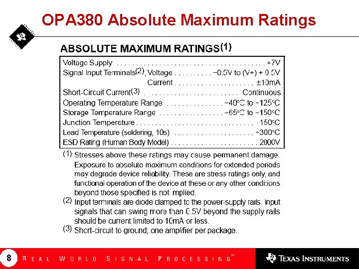 Op Amp Specifications What do they mean How