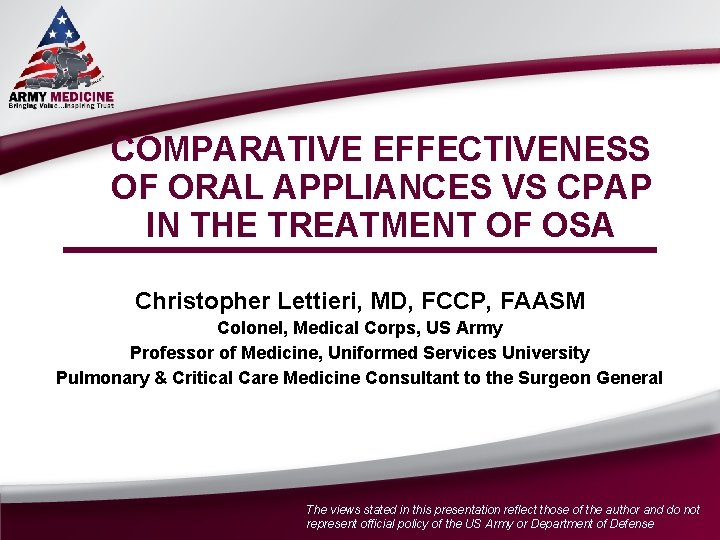 COMPARATIVE EFFECTIVENESS OF ORAL APPLIANCES VS CPAP IN