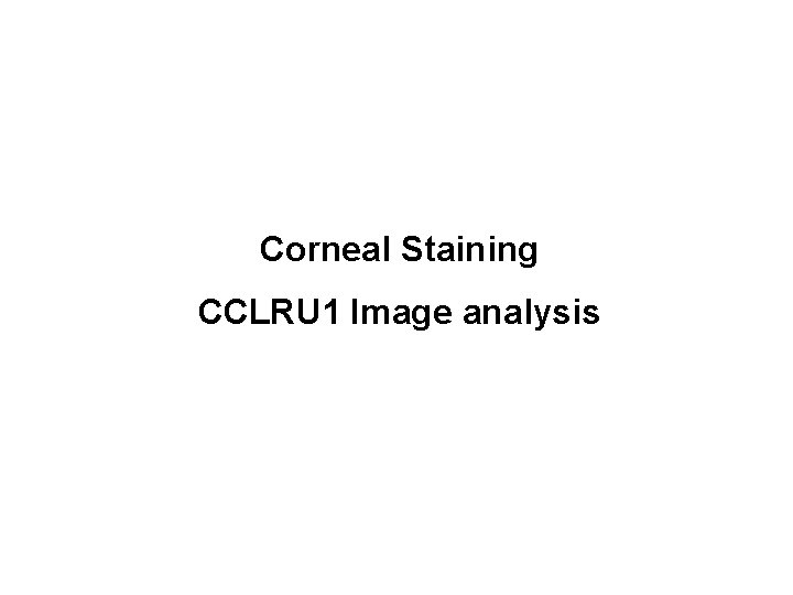 Corneal Staining CCLRU Image Analysis We fixed the