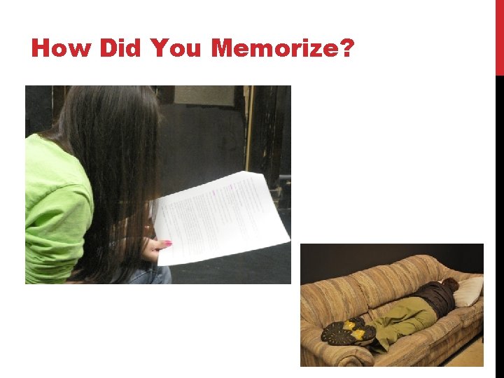 MEMORIZATION TRICKS OF THE TRADE AND BEYOND THEATRE
