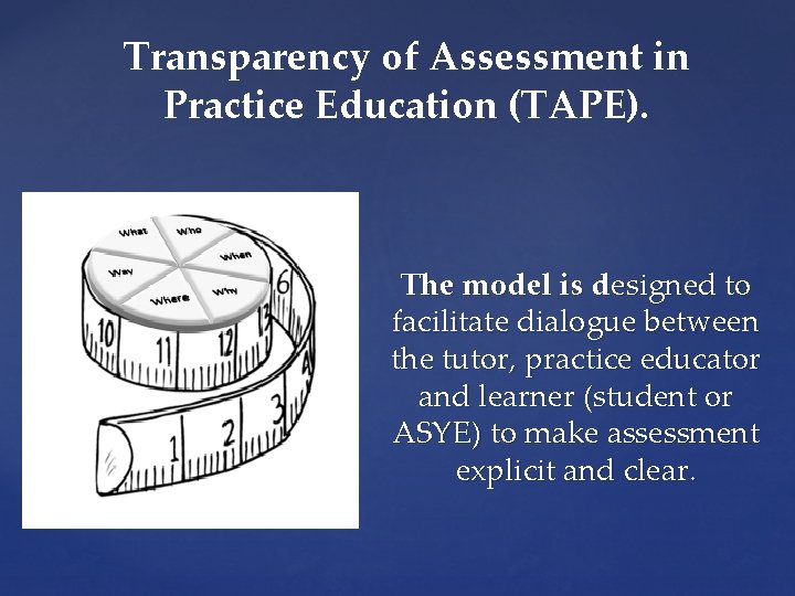 The TAPE model Transparency of Assessment in Practice