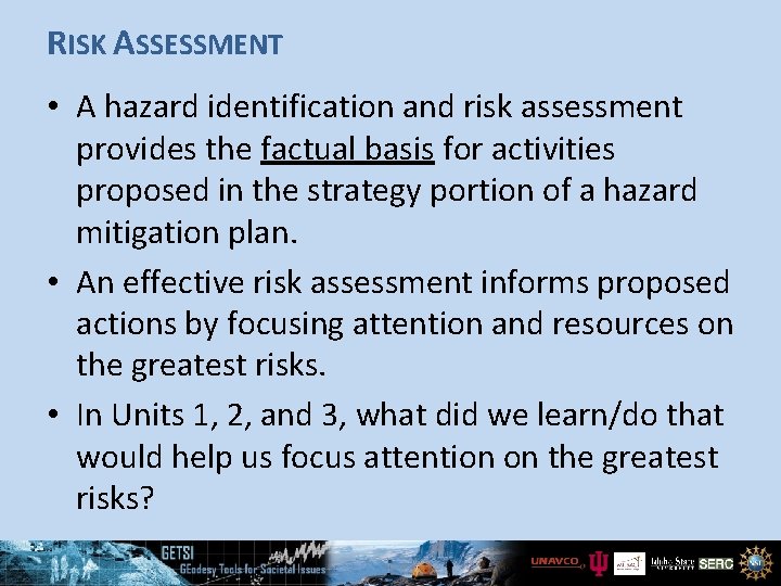 RISK ASSESSMENT AND HAZARD MITIGATION PLAN an introduction