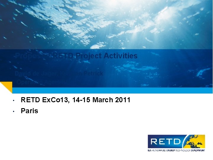 Proposed RETD Project Activities David de Jager Kristian