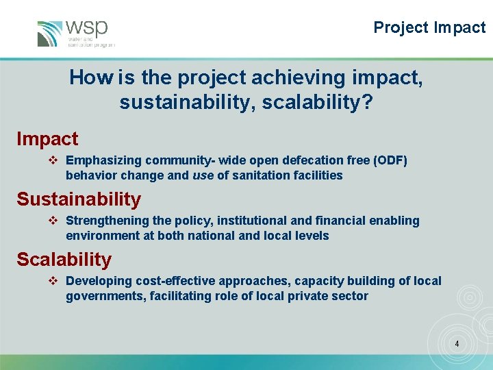 Global ScalingUp Sanitation Project Water and Sanitation Program