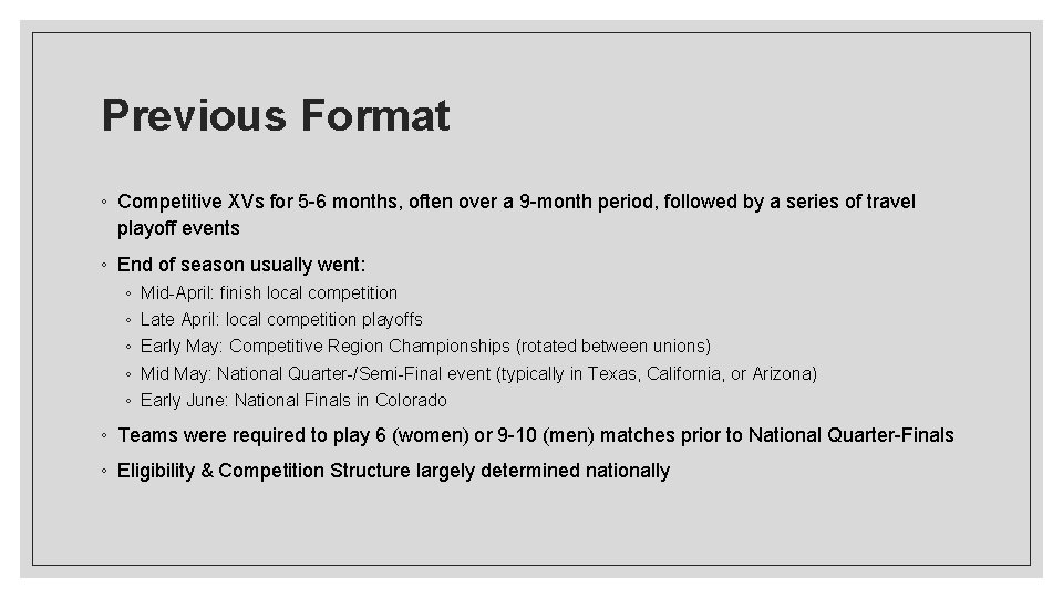 COMPETITIONS IN THE NATIONAL COUNCIL STRUCTURE Erik Geib