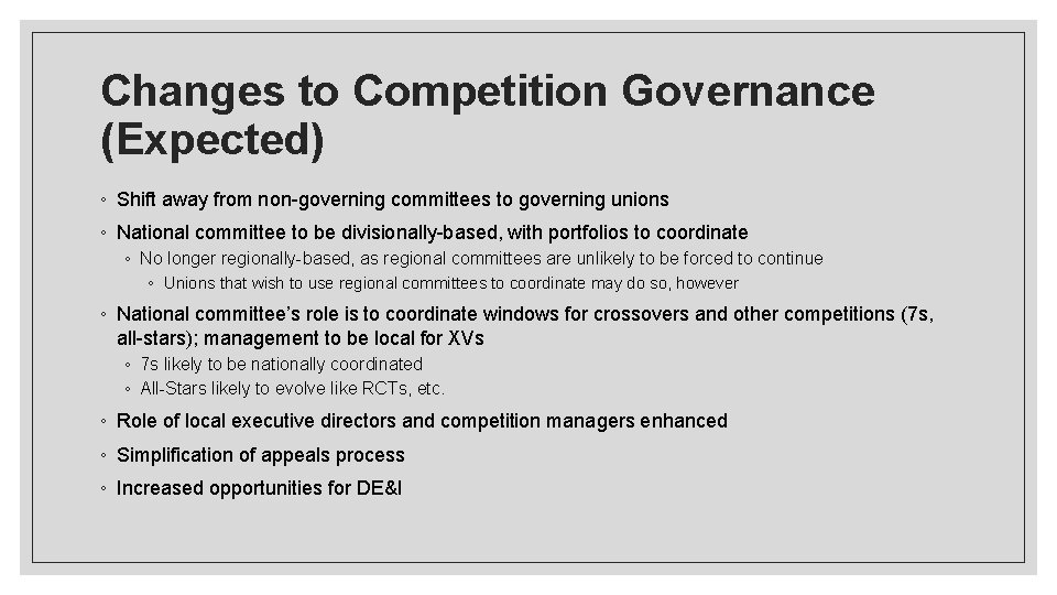 COMPETITIONS IN THE NATIONAL COUNCIL STRUCTURE Erik Geib