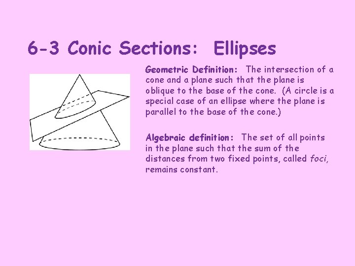 6 3 Conic Sections Ellipses Geometric Definition The