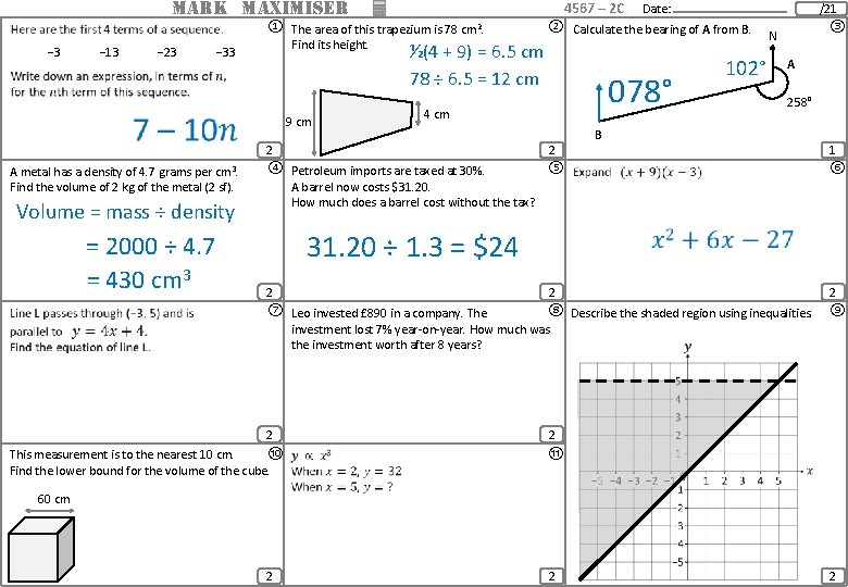 MARK MAXIMISER 4567 2 C The area of