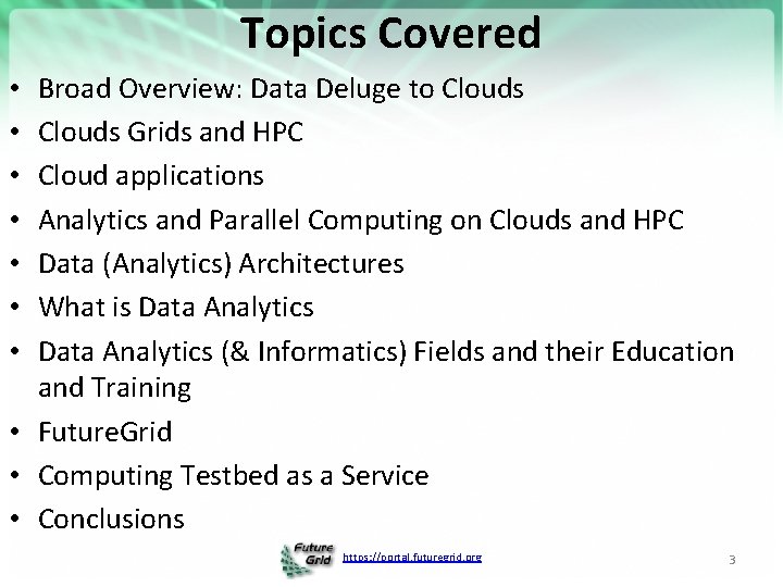 Data Analytics Curricula and Clouds Clemson University September