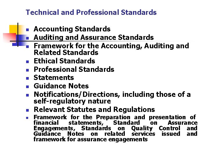 Compliance with Framework of Quality Control General Specific