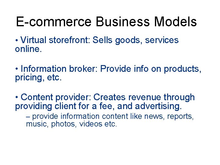 Ecommerce Characteristic Features Internet technology available ...