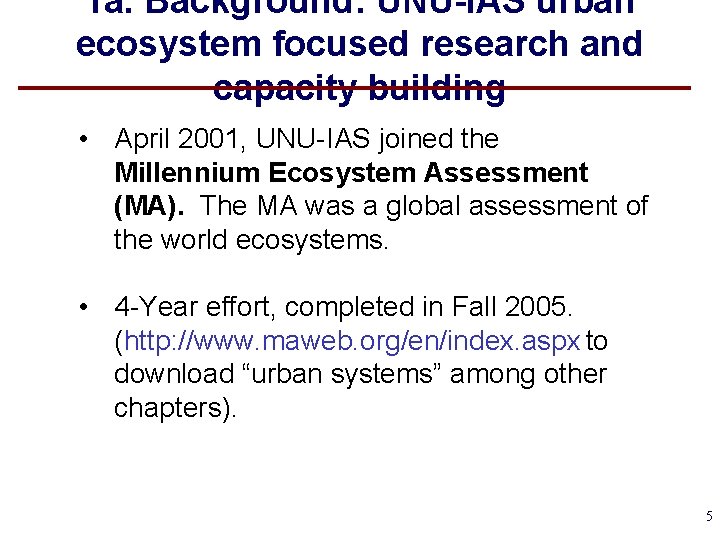 Updates on the Capacity Building Project Applications of