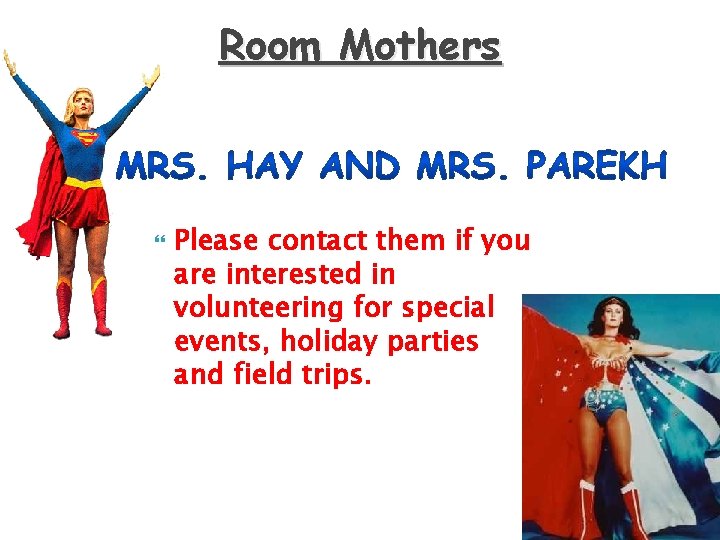 Back to School Night Mrs Robin Ciccone Room