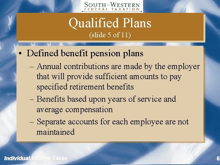 Chapter 19 Deferred Compensation Individual Income Taxes Copyright