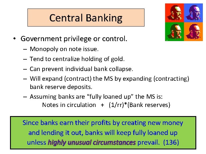 Basics of Central Banking Origins of U S
