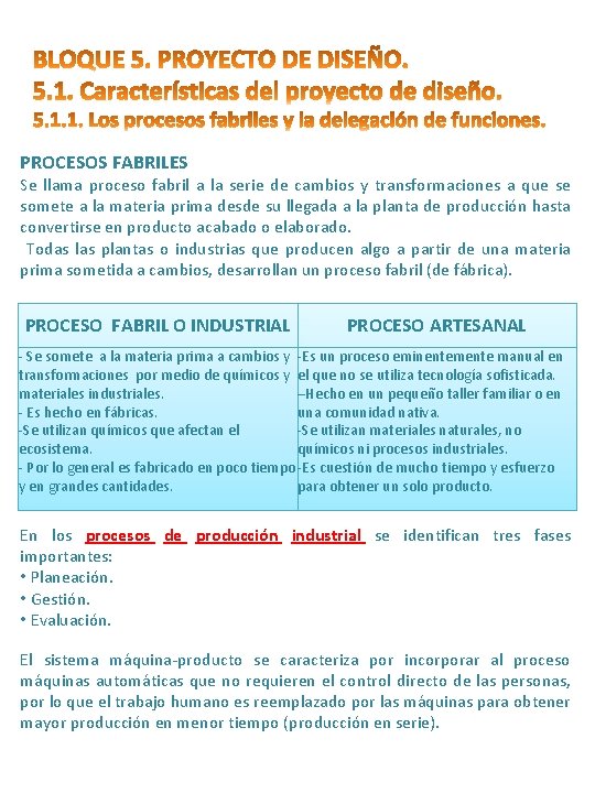 PROCESOS FABRILES Se llama proceso fabril a la