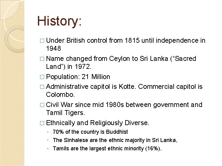 Sri Lanka History Under British control from 1815