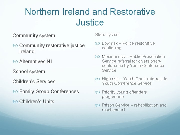 The Northern Irish Model of Restorative Justice Tim