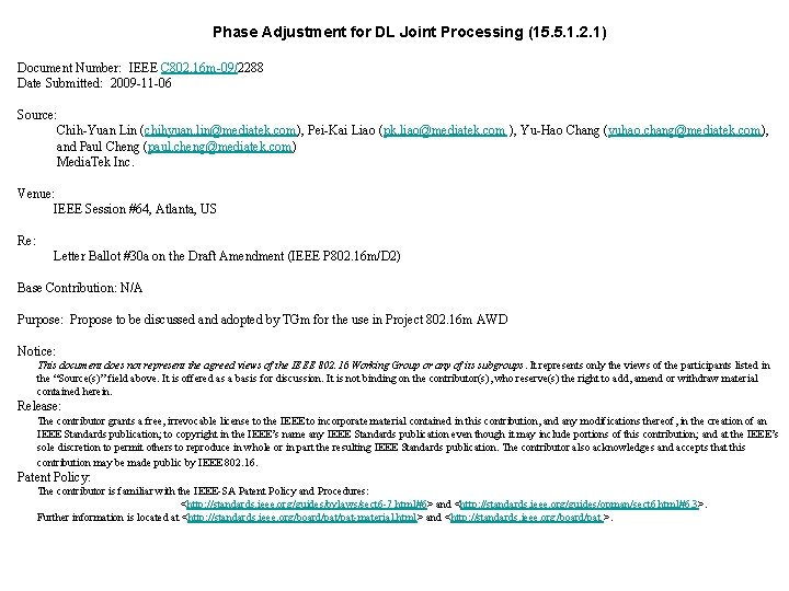 Phase Adjustment for DL Joint Processing 15 5