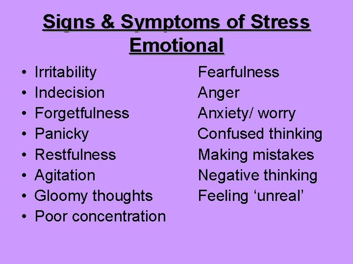 EASTERN BIRMINGHAM PRIMARY CARE TRUST Stress Advisory Service