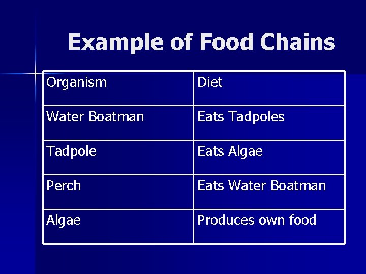 Sustaining Ecosystems Food Chains and Food Webs Terms