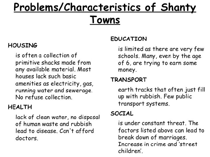 Urbanisation in LEDCS How does the MEDC land