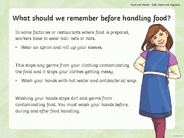 Aim Cf E Having learned about cleanliness hygiene