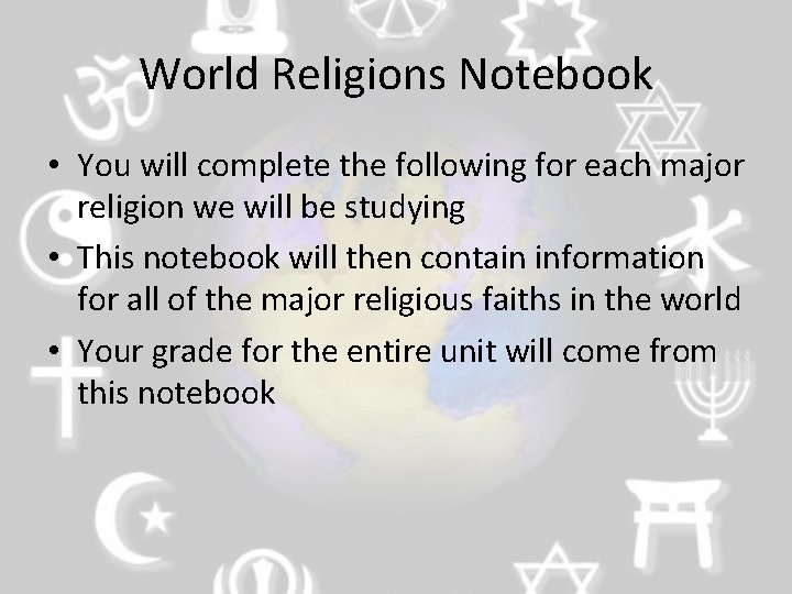 World Religions World Religions Notebook You will complete