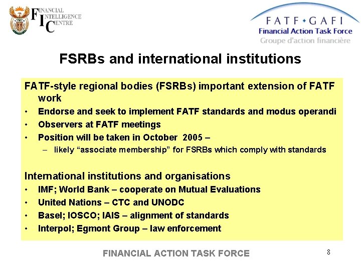 PRESENTATION TO PCOF BACKGROUND TO SOUTH AFRICAs PRESIDENCY