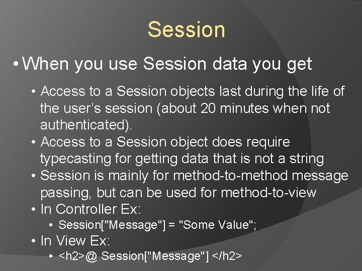 Data Structures and Database Applications View and Session