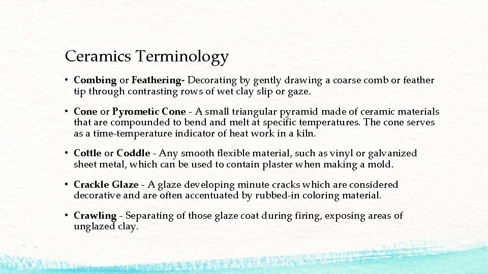 Art Process Terminology Videos and Vocabulary Clay https