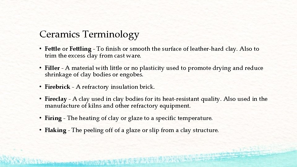 Art Process Terminology Videos and Vocabulary Clay https