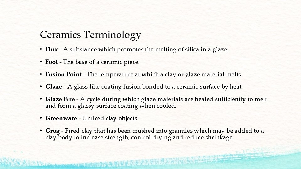 Art Process Terminology Videos and Vocabulary Clay https