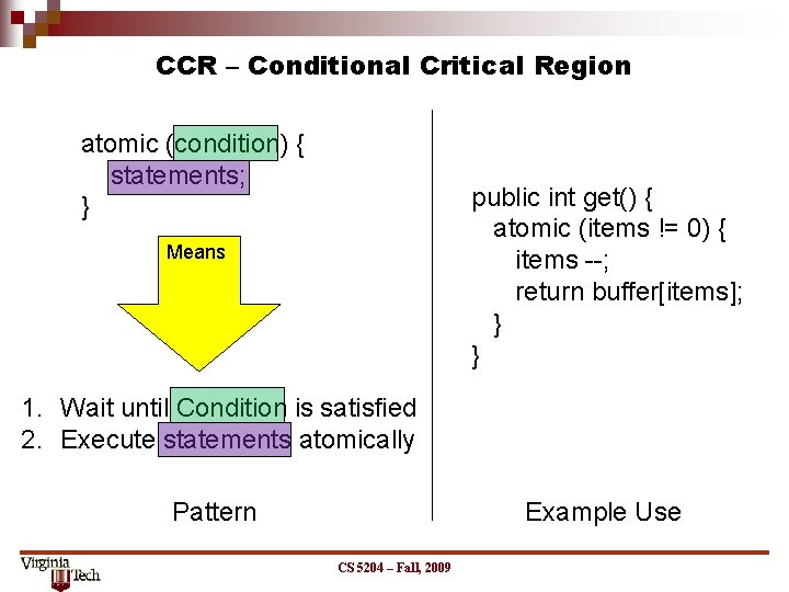 Software Transactional Memory and Conditional Critical Regions WordBased