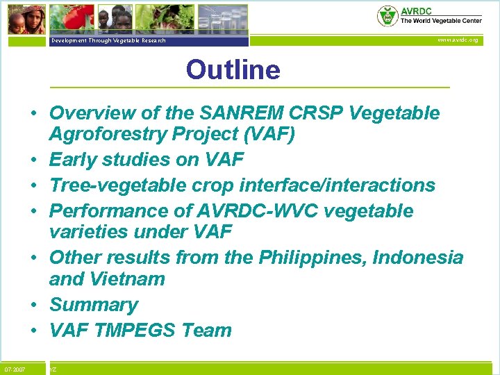 vegetables development Development Through Vegetable Research www avrdc