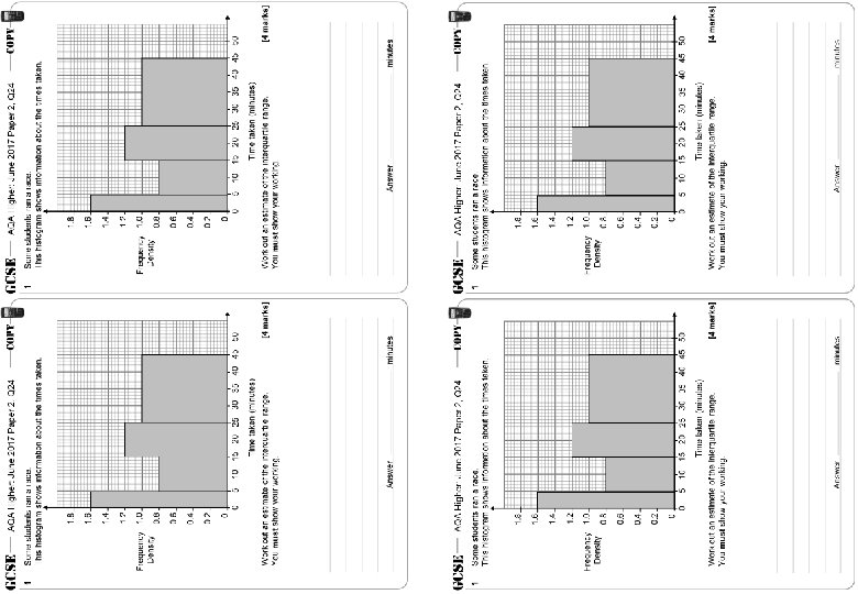 Histograms Higher GCSE Questions AQA These questions are