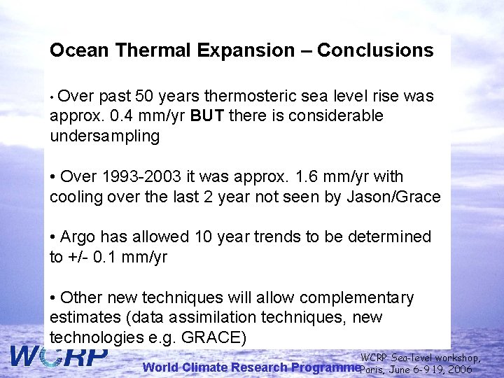 Understanding sealevel rise and variability John Church Co