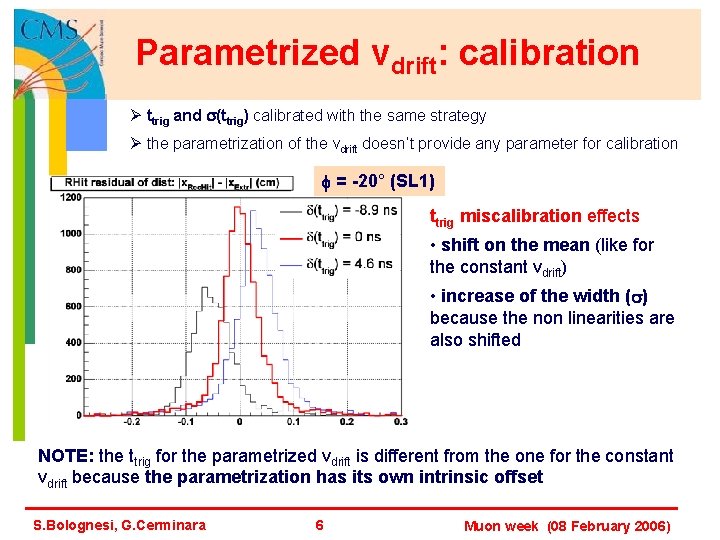 Test of calibration code and vdrift parametrization on
