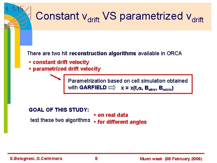 Test of calibration code and vdrift parametrization on