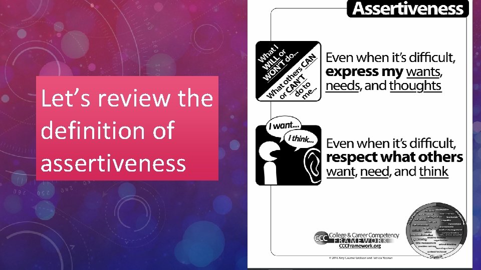 Lets review the definition of assertiveness SOMEONEEXAMPLE COM