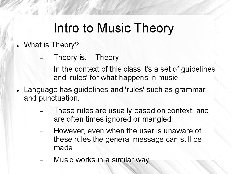 Intro to Music Theory What is Music Theory