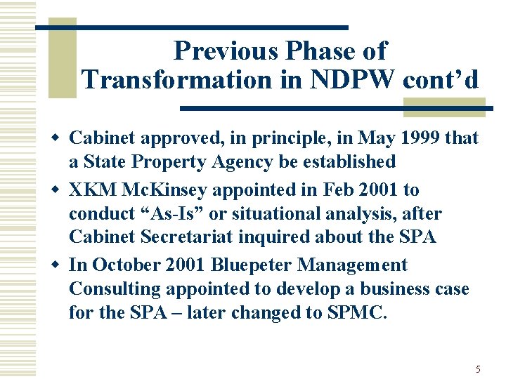 Transformation of the National Department of Public Works