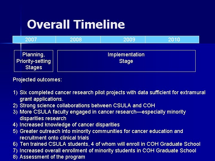 CSULACOH Cancer Collaborative Dates 12106 113010 Grant number