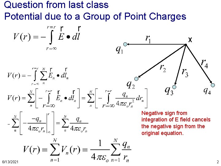 Question from last class Potential due to a