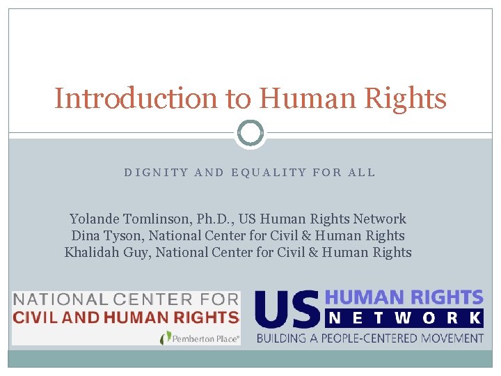 Introduction to Human Rights DIGNITY AND EQUALITY FOR