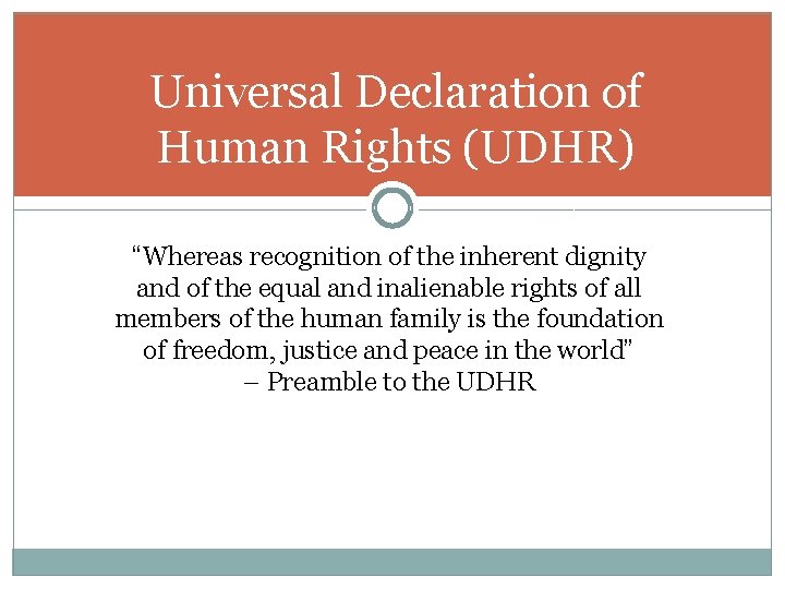 Introduction to Human Rights DIGNITY AND EQUALITY FOR